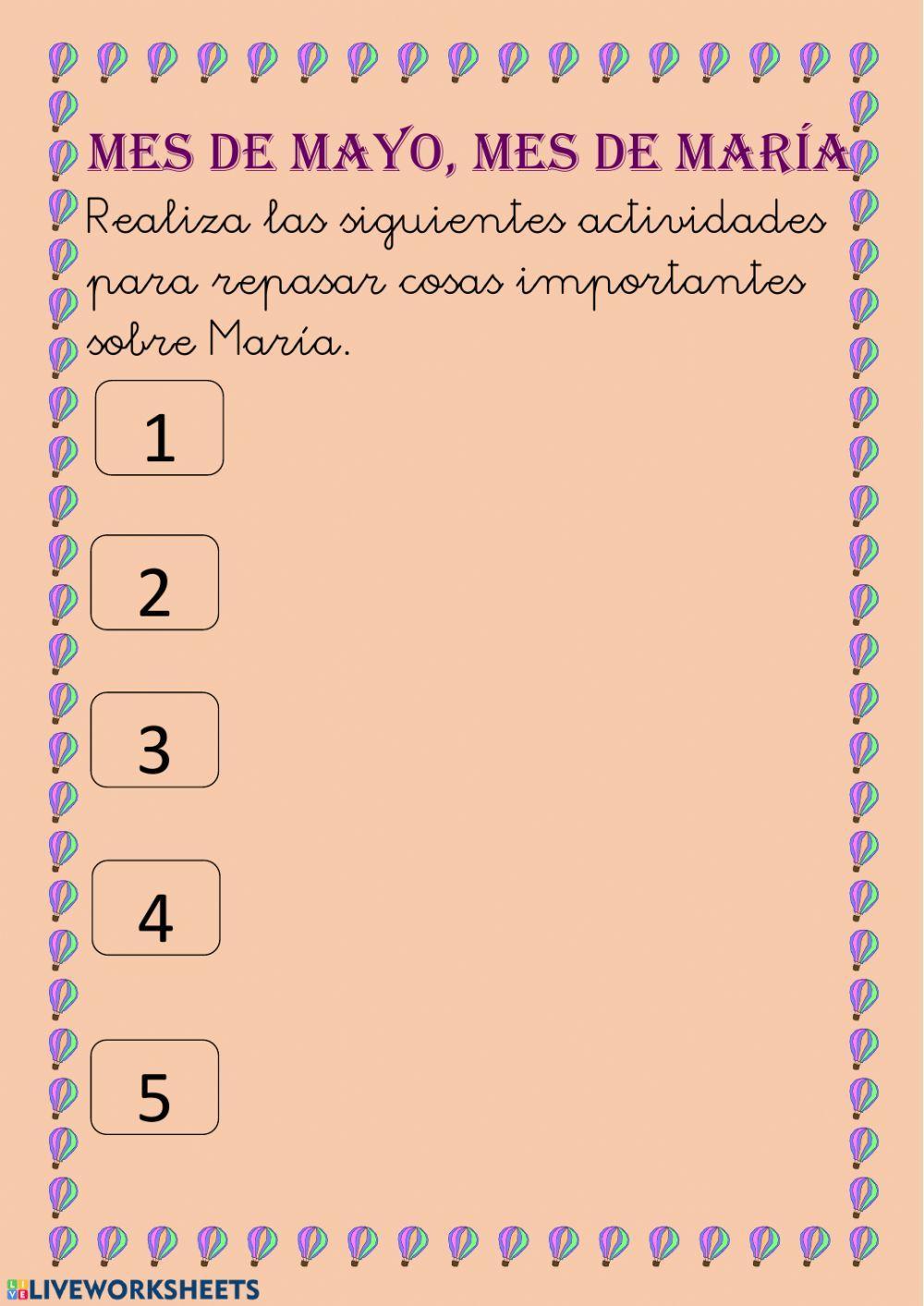 Mes de mayo interactive worksheet | Live Worksheets