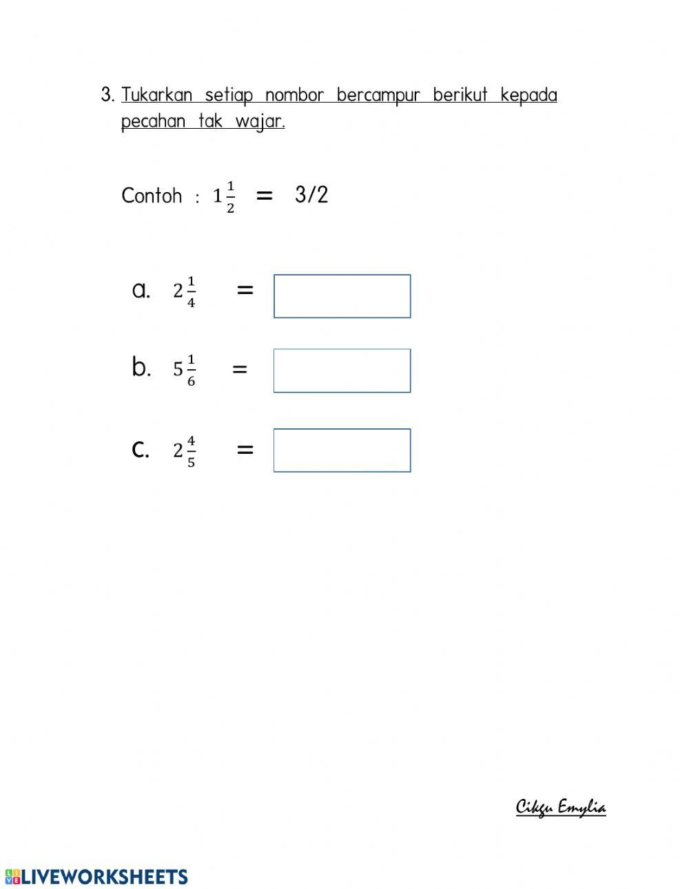 Pecahan interactive worksheet | Live Worksheets
