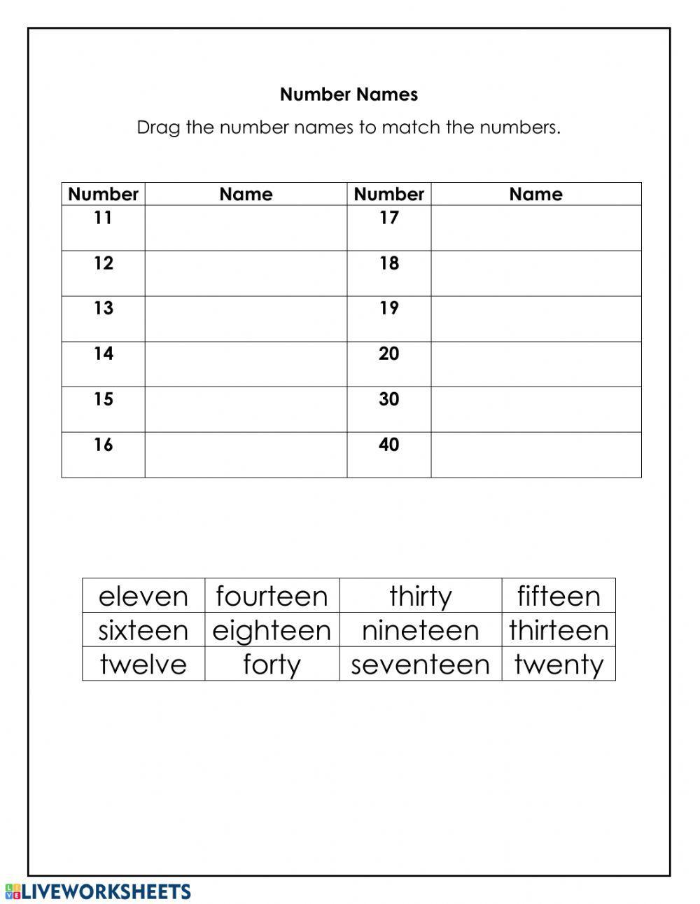 159323 | Number Names 11-20 &30,40 | Shandai