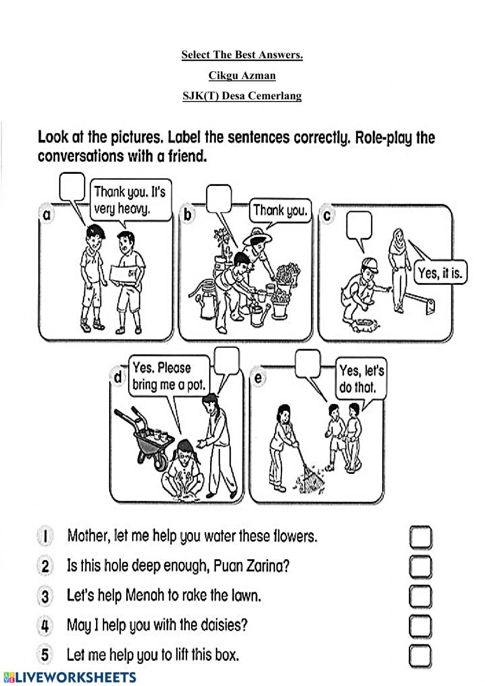 Conversation interactive exercise | Live Worksheets