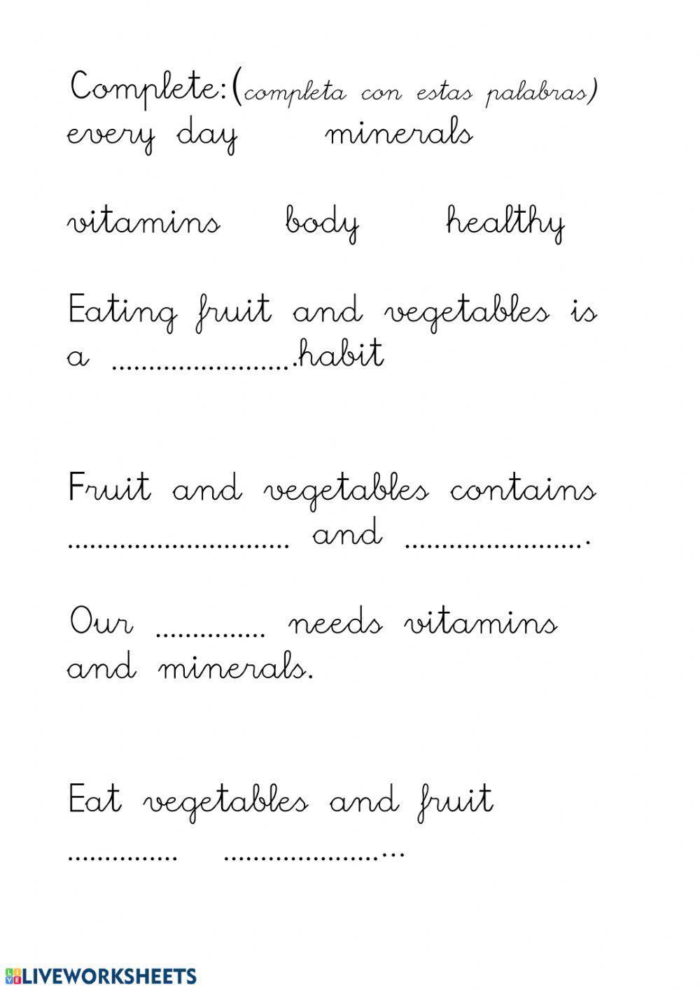 Healthy habits exercise for 2º | Live Worksheets
