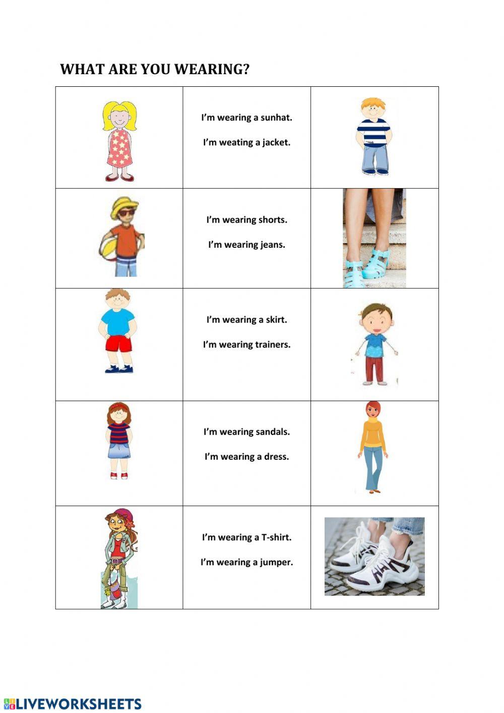What are you wearing? online worksheet | Live Worksheets