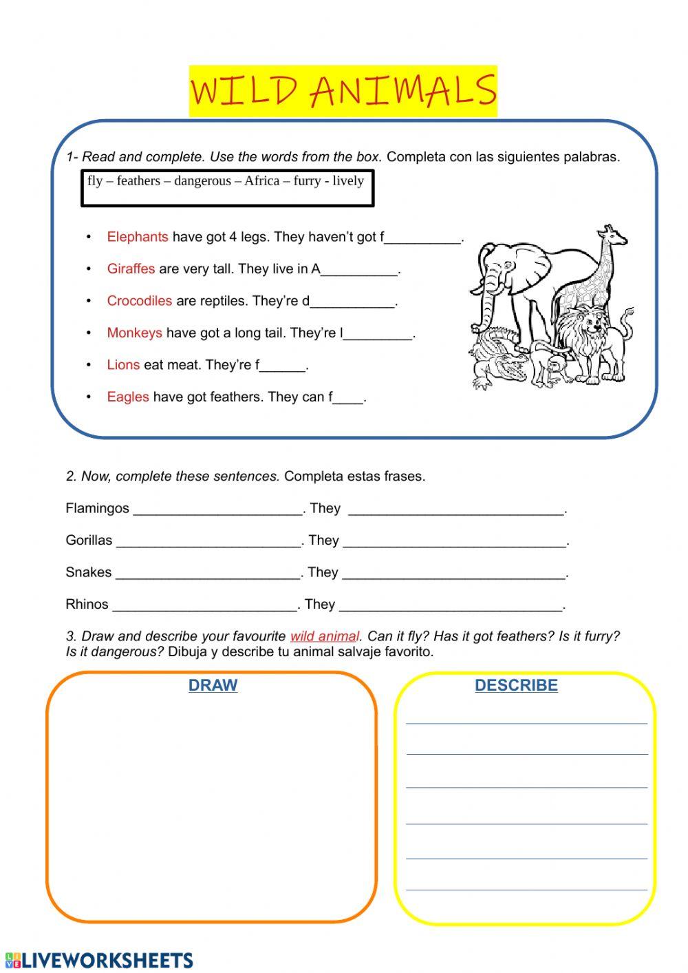 Wild Animals exercise for 3ª Primaria | Live Worksheets