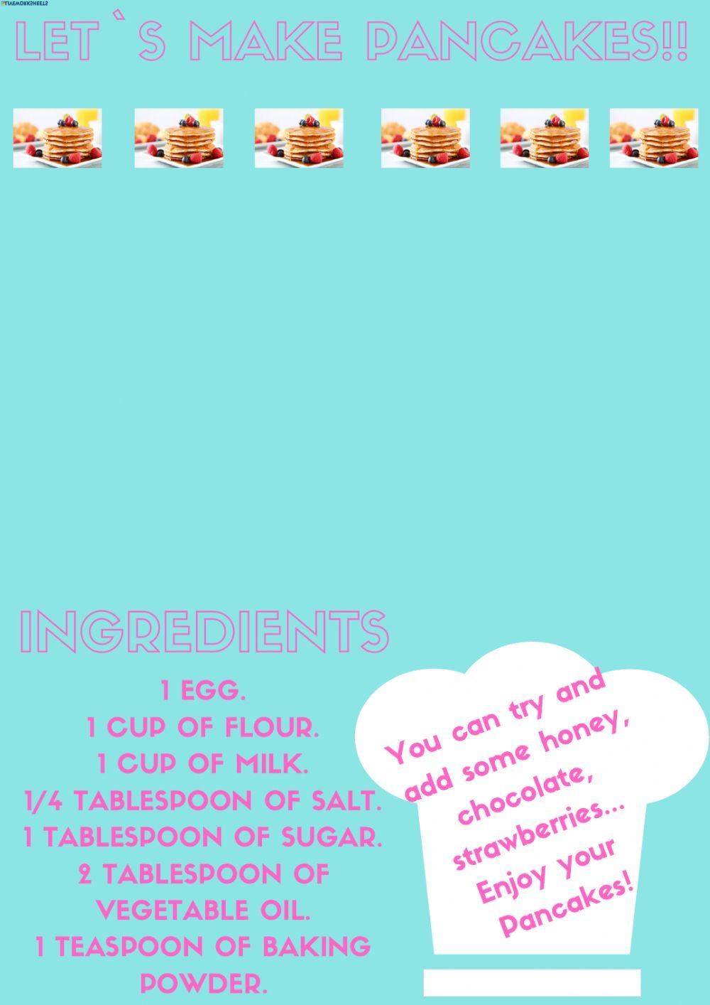 Lets make pancakes interactive worksheet | Live Worksheets