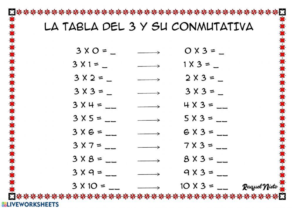 La tabla del 3. worksheet | Live Worksheets