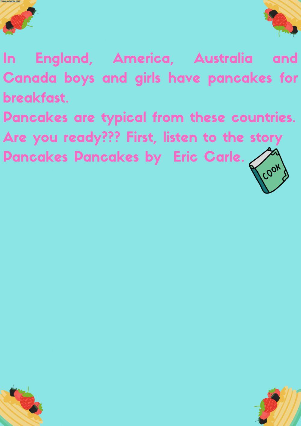 Pancakes story book worksheet | Live Worksheets