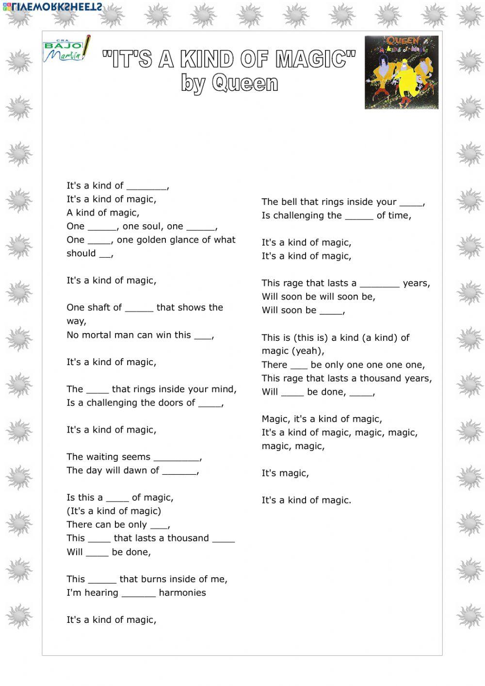 It's a kind of magic QUEEN worksheet | Live Worksheets