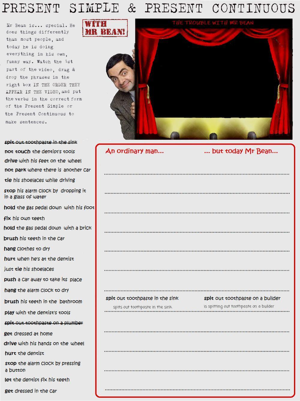 Mr Bean Present Simple Vs Present Continuous Practice