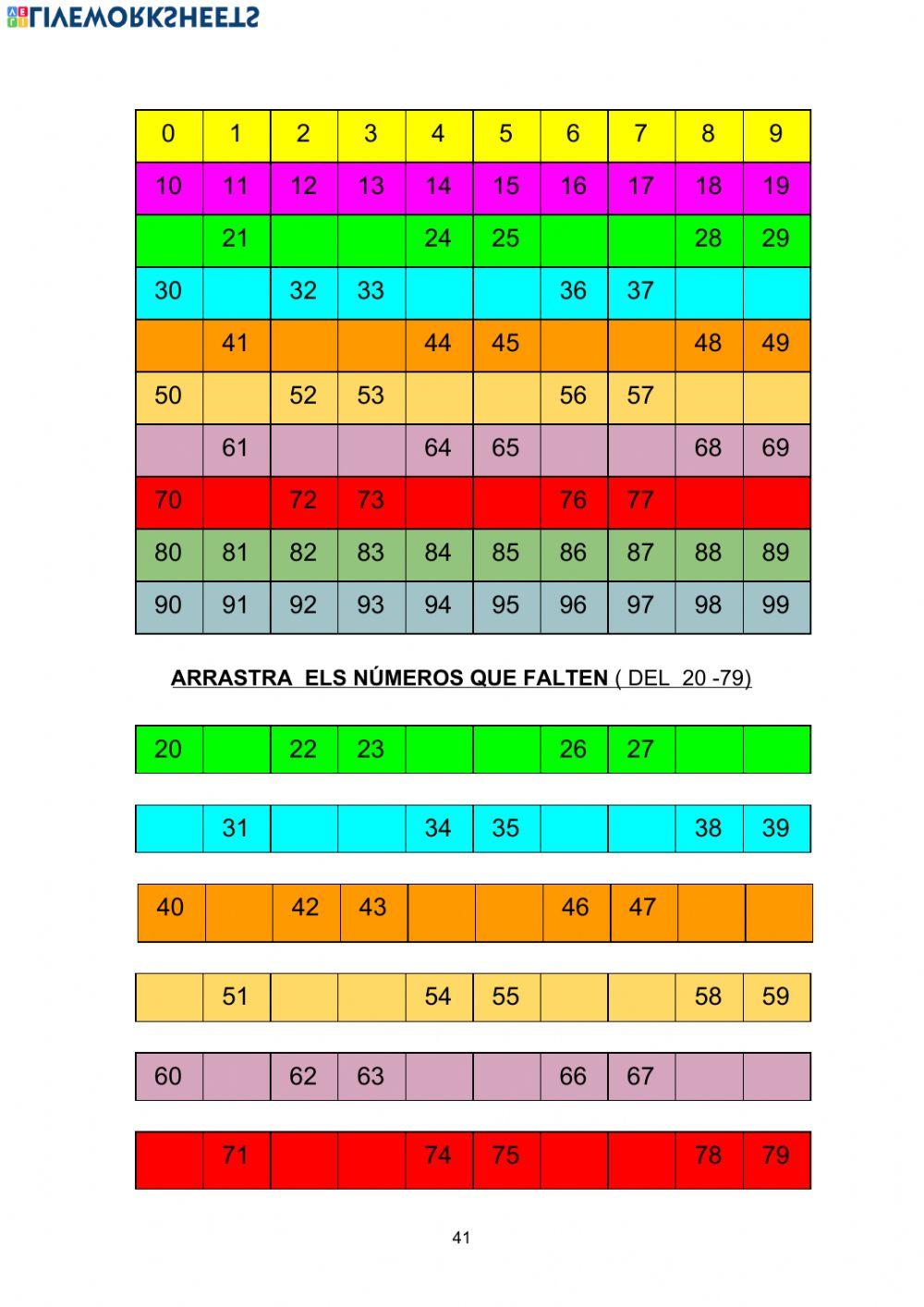 41- 20-79 taula worksheet | Live Worksheets