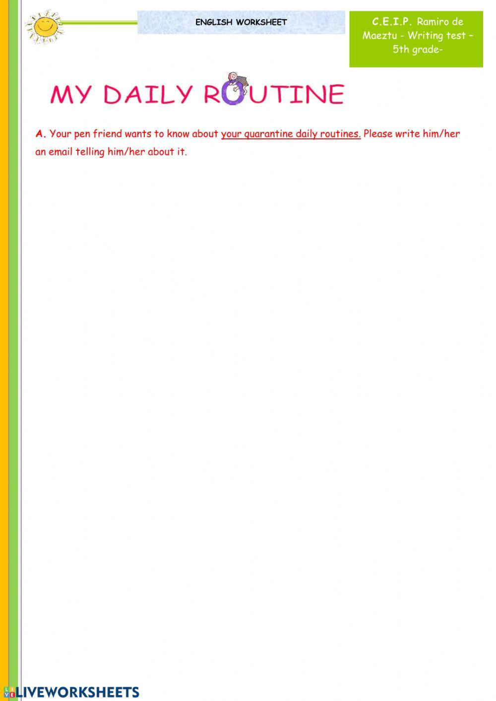 Writing test unit 3 worksheet | Live Worksheets