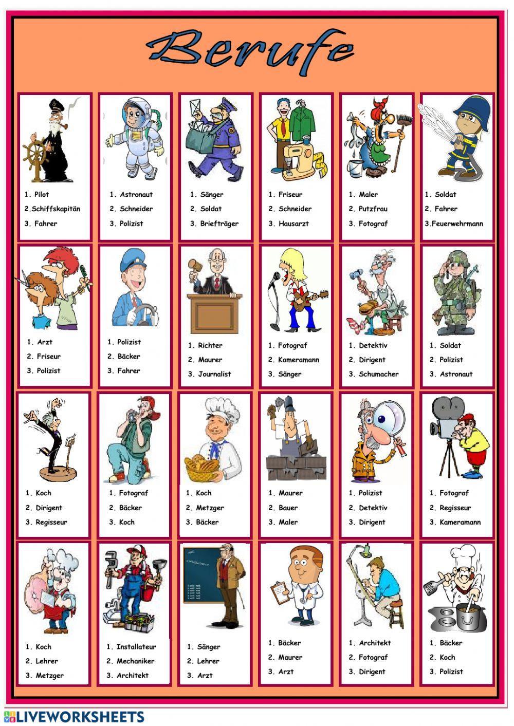 Berufe Interactive Activity Live Worksheets, 40% OFF