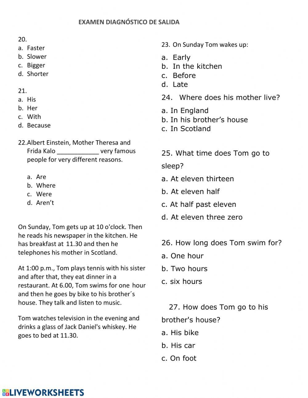 Diagnostic Exam… | Free Interactive Worksheets | 5601043