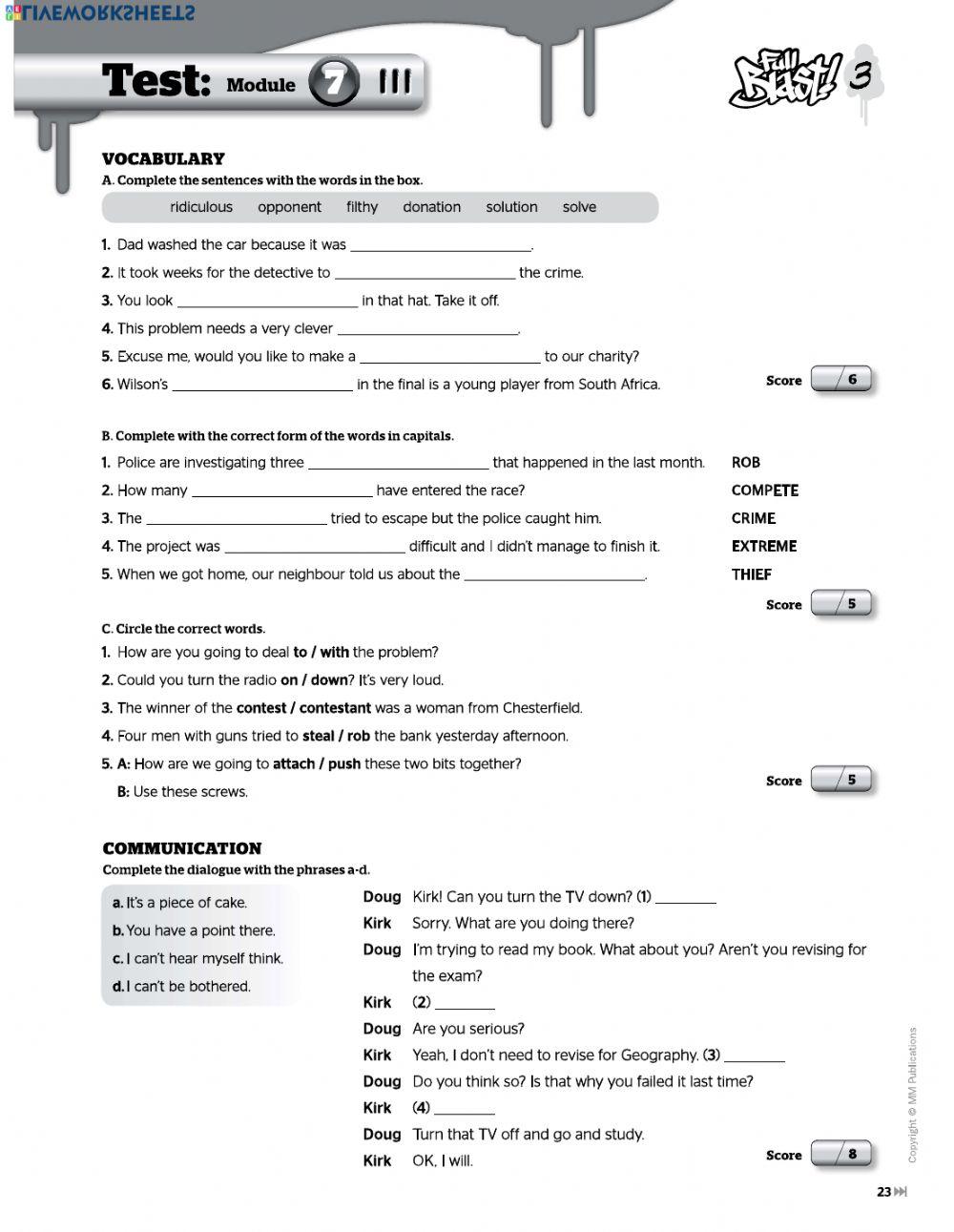FULL BLAST 3 TE… | Free Interactive Worksheets | 5601022