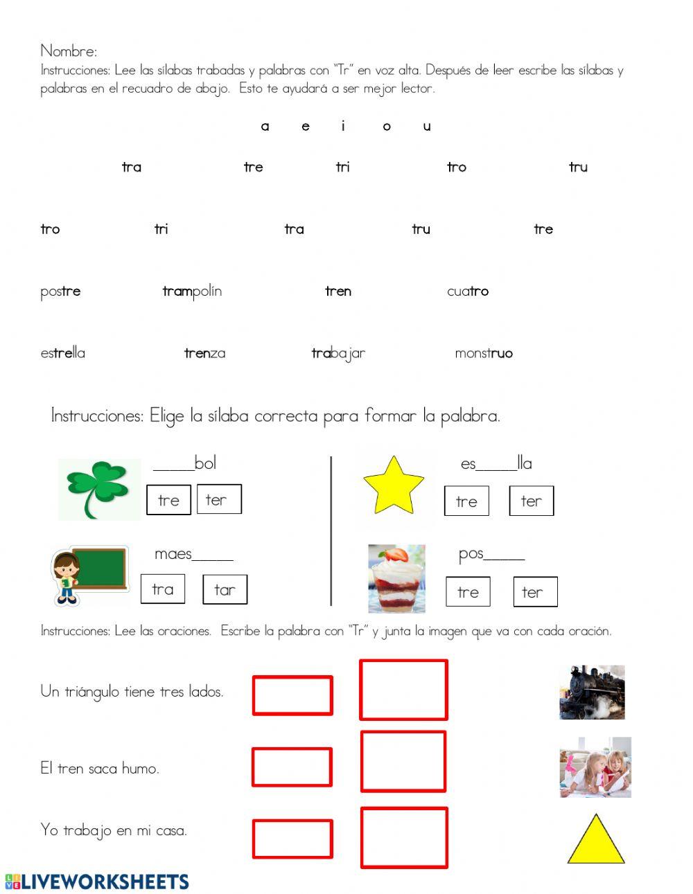 Silabas trabadas con tr-tl worksheet🔱 Descubra as melhores apostas ...