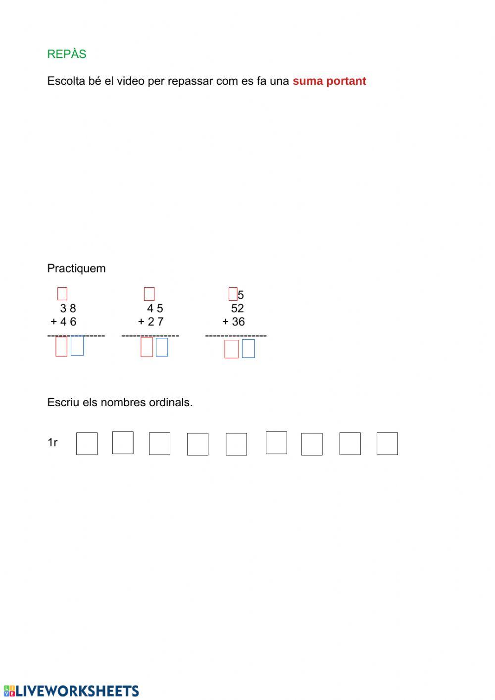 Suma portant interactive worksheet | Live Worksheets
