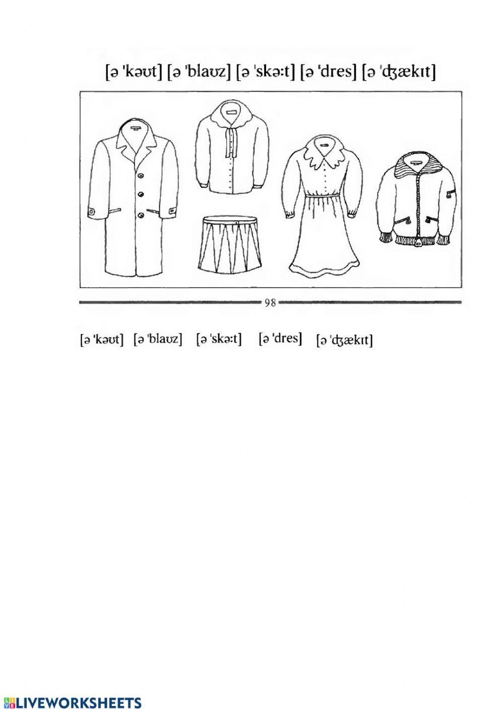 Clothes online exercise for grade 1 | Live Worksheets
