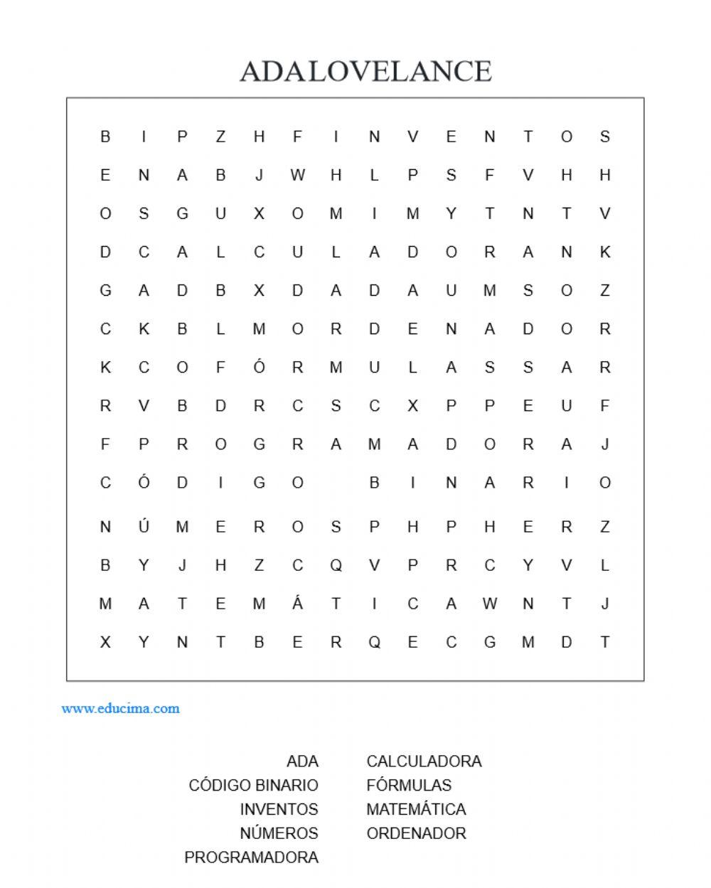 Ada lovelance interactive worksheet | Live Worksheets