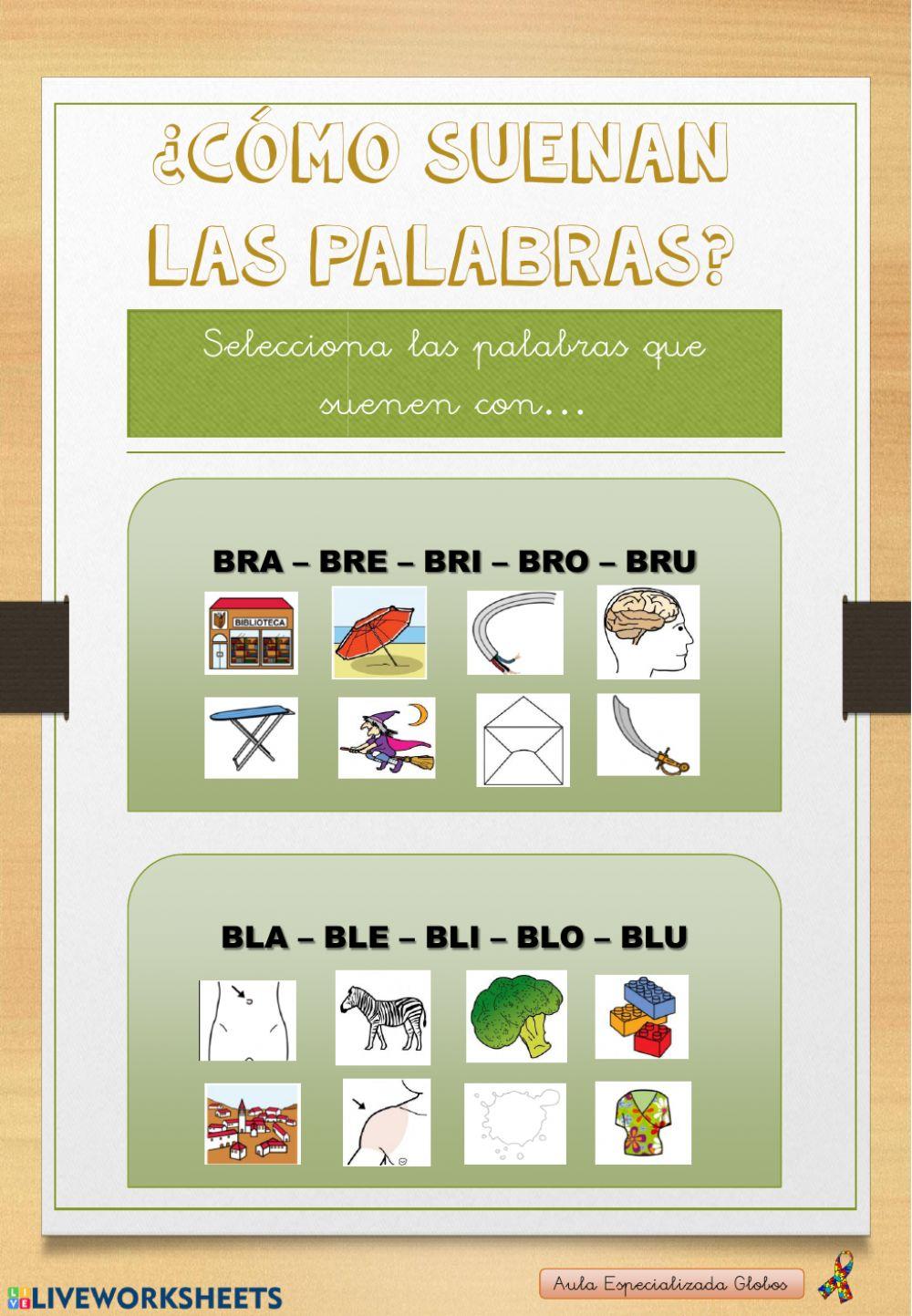Como suenan las palabras... BR y BL worksheet | Live Worksheets