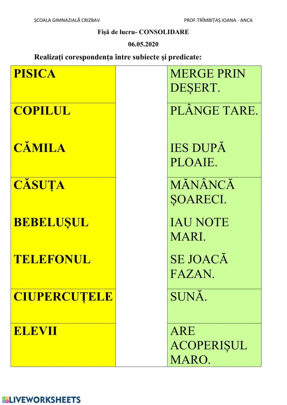 Corespondenta S - P worksheet | Live Worksheets
