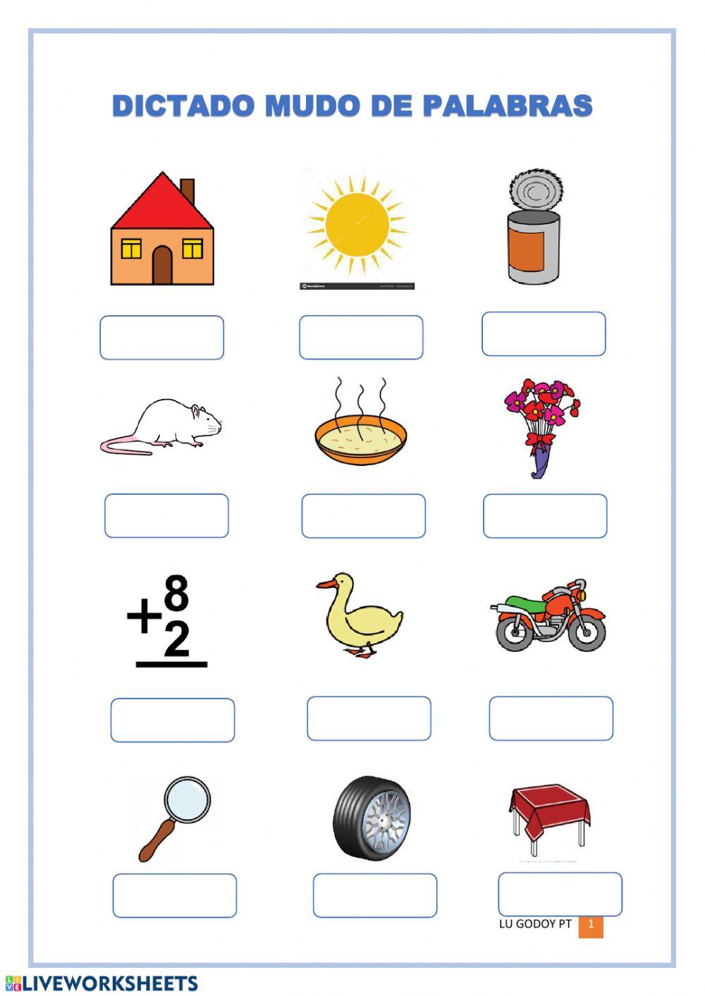 Dictado mudo de palabras worksheet | Live Worksheets