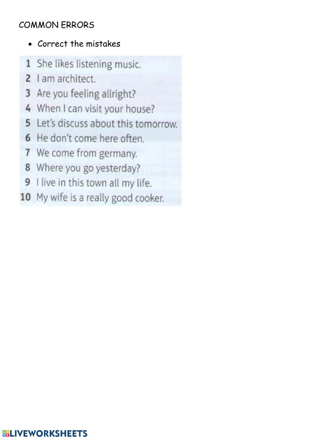 5605913 | Common errors | TeacherMagali | LiveWorksheets