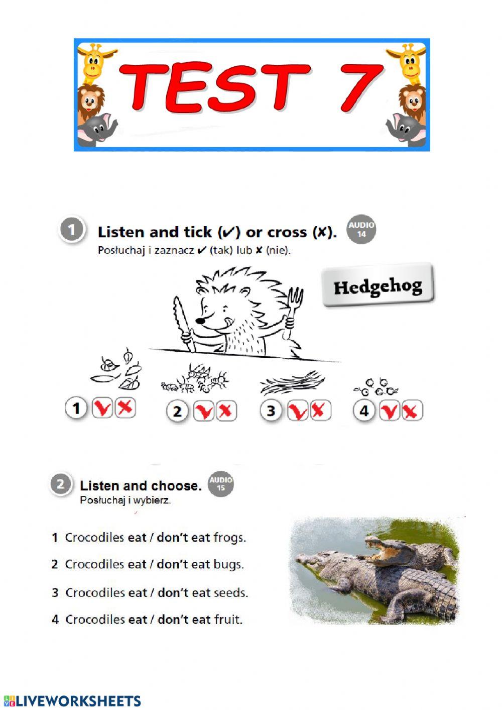 Animals - test | Free Interactive Worksheets | 164694