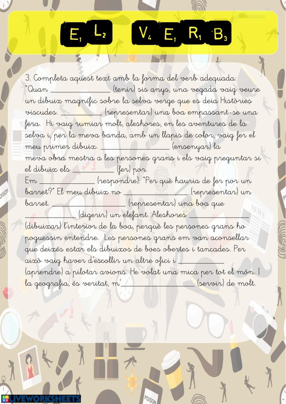 Els verbs activity | Live Worksheets