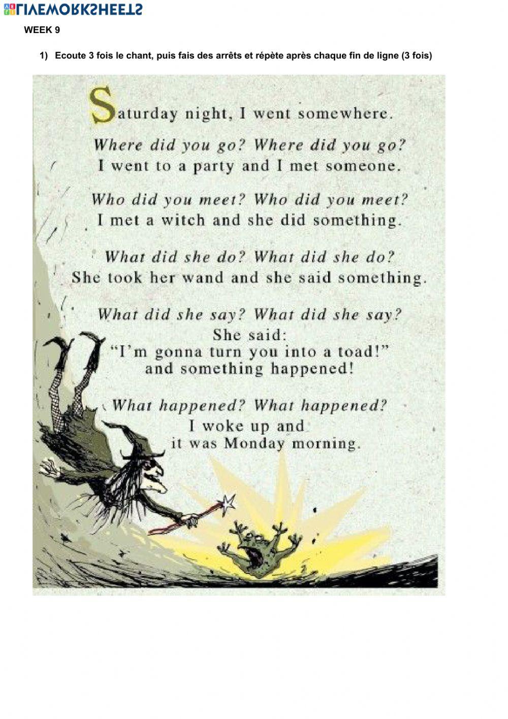 Chant activity | Live Worksheets