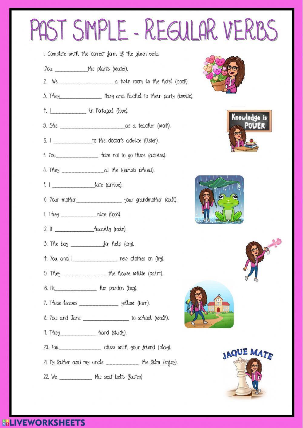 Past Simple Regular Verbs Exercises For Kids - Free Past Simple Regular Verbs Exercises For Kids - Free