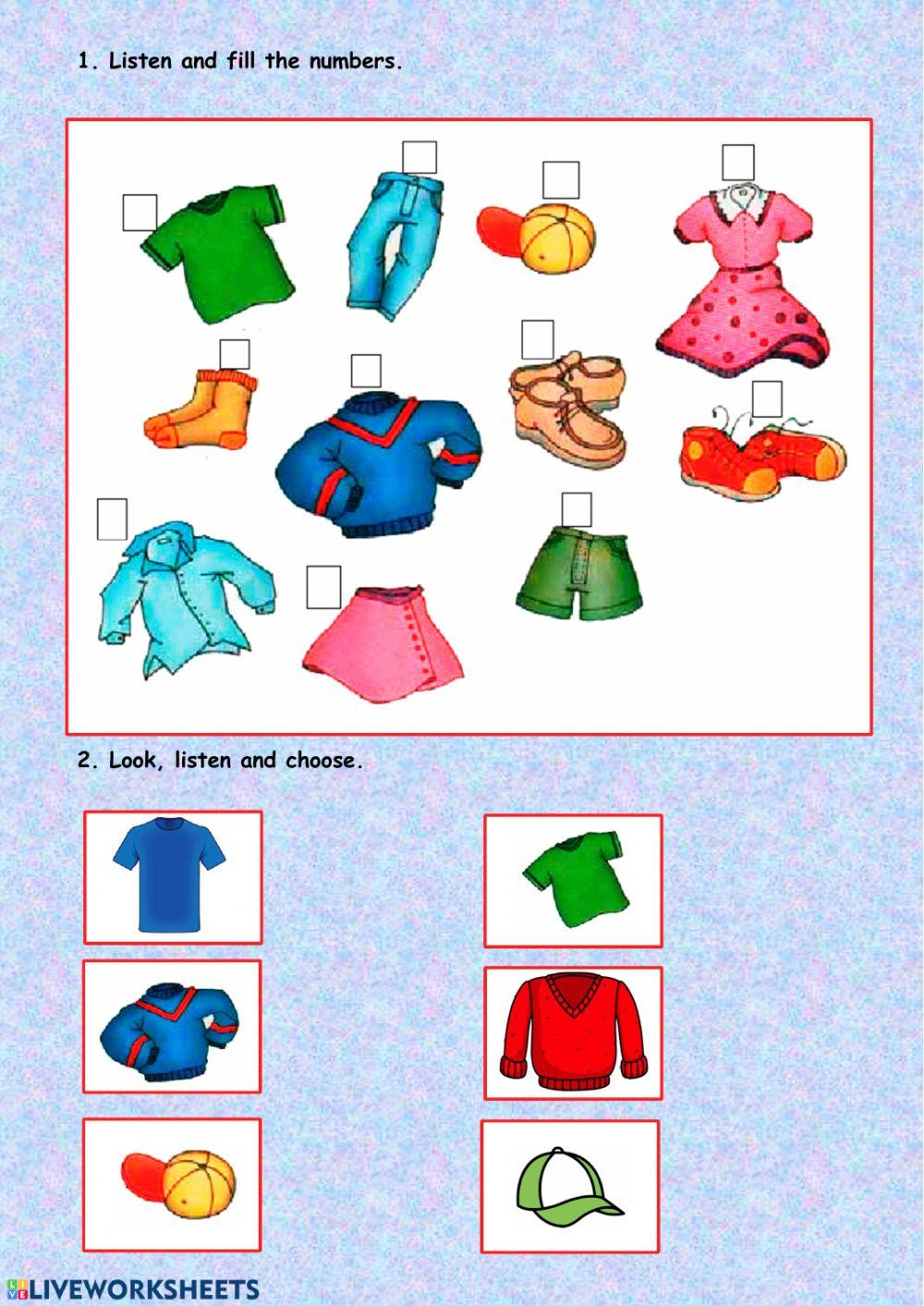 CLOTHES 1 activity | Live Worksheets