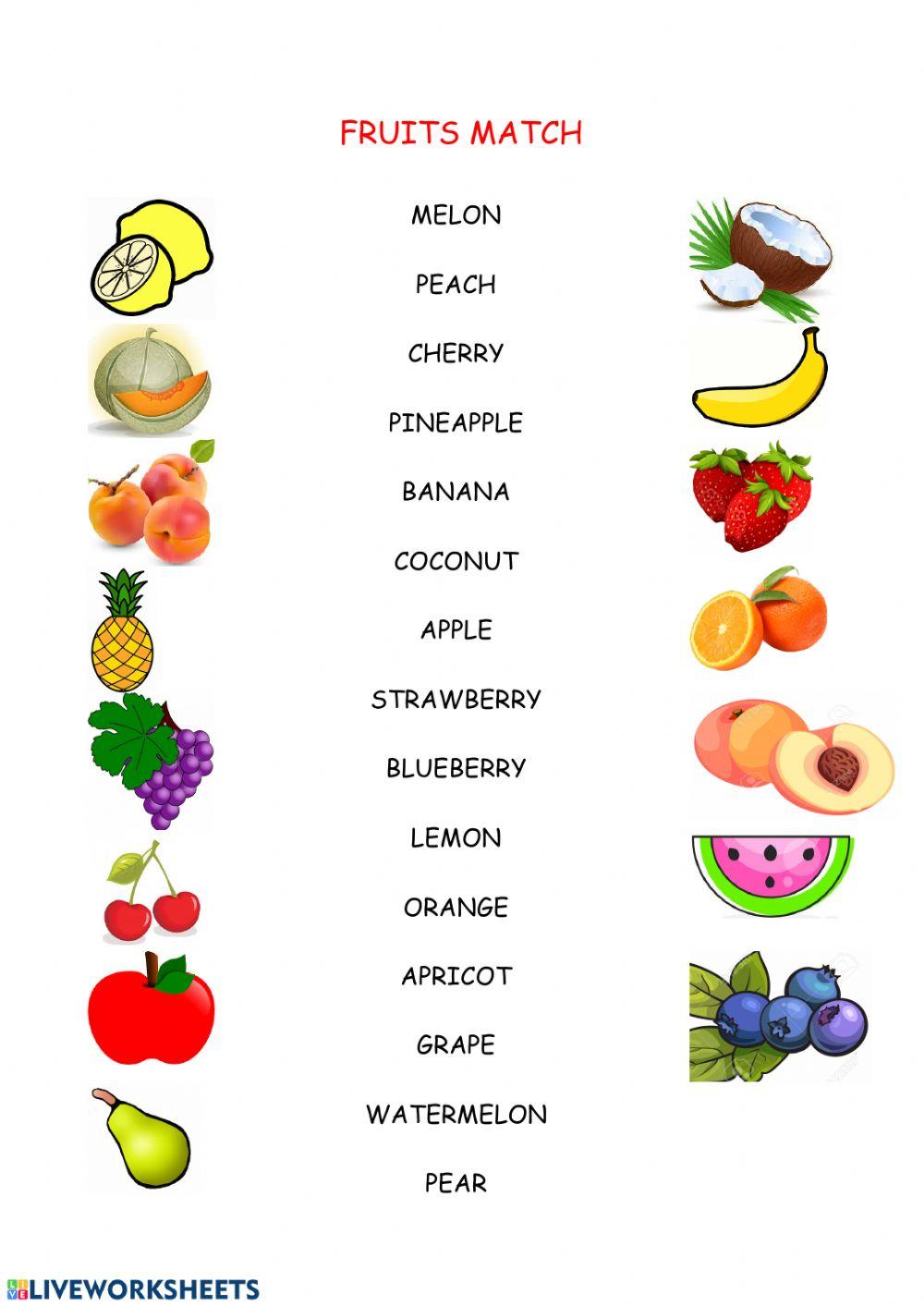 Fruits match | Free Interactive Worksheets | 165743