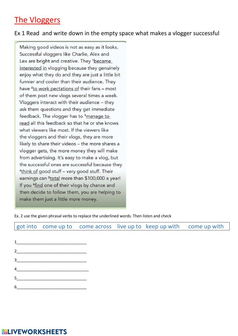 166108 | Vloggers Reading and Comprehension | Ilian