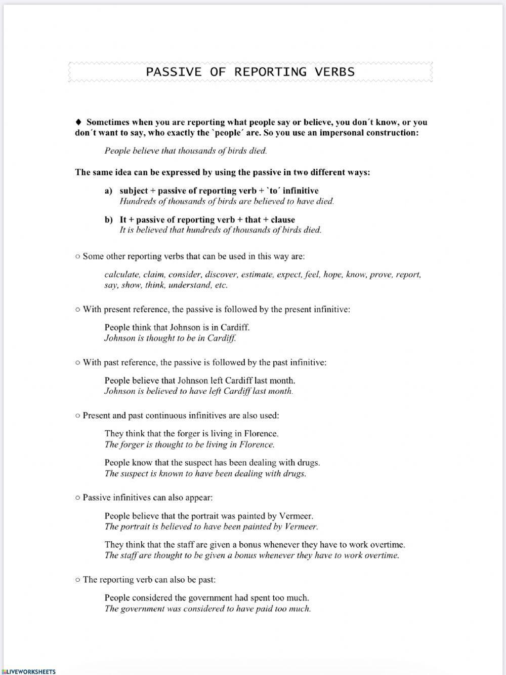 Passive Reporting Verbs Worksheet Live Worksheets passive-reporting-verbs-worksheet-live-worksheets