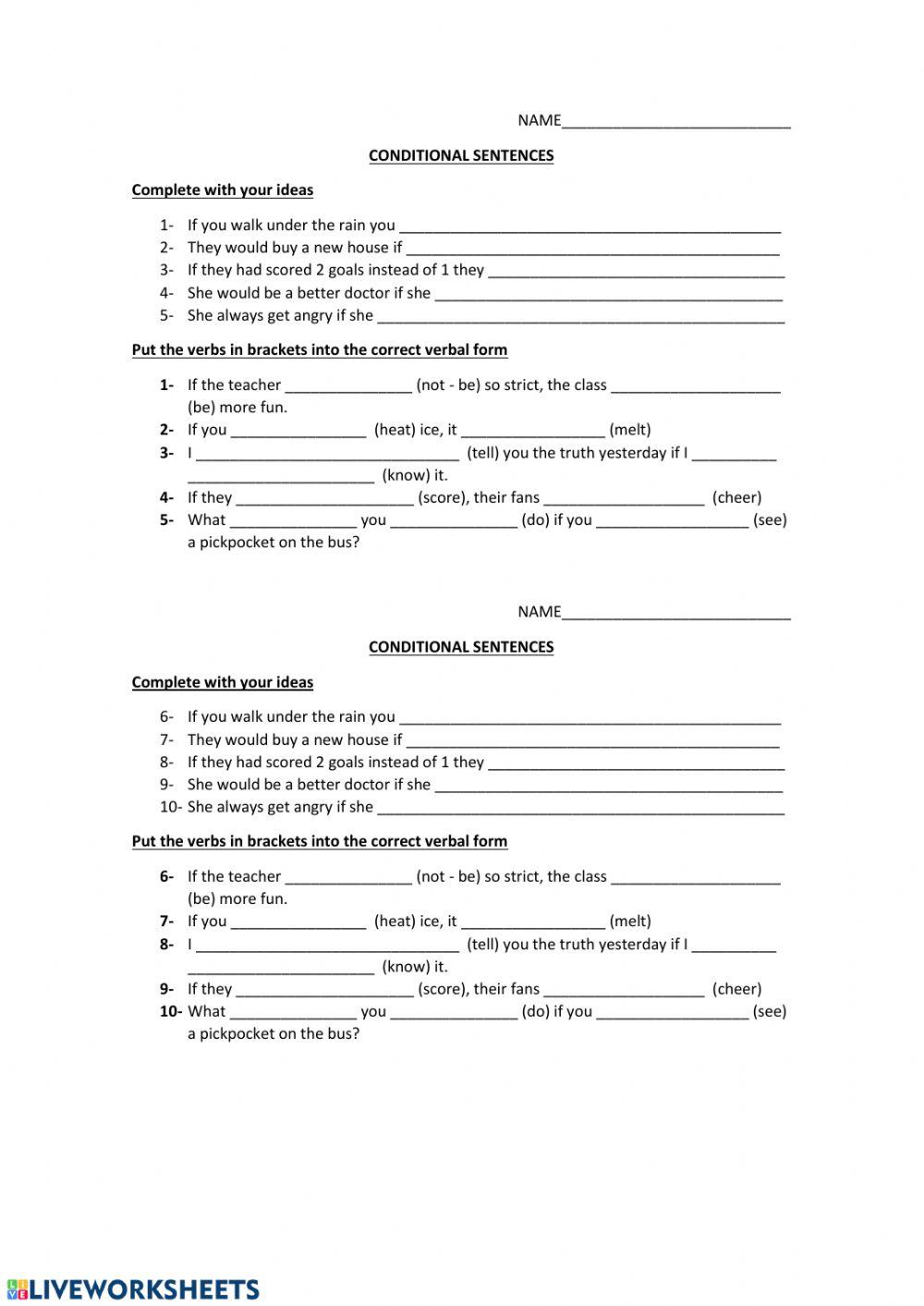 Conditionals | Free Interactive Worksheets | 5610957