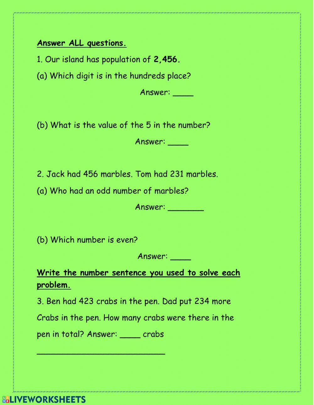 166960 | Problem Solving | fayetodd4 | LiveWorksheets