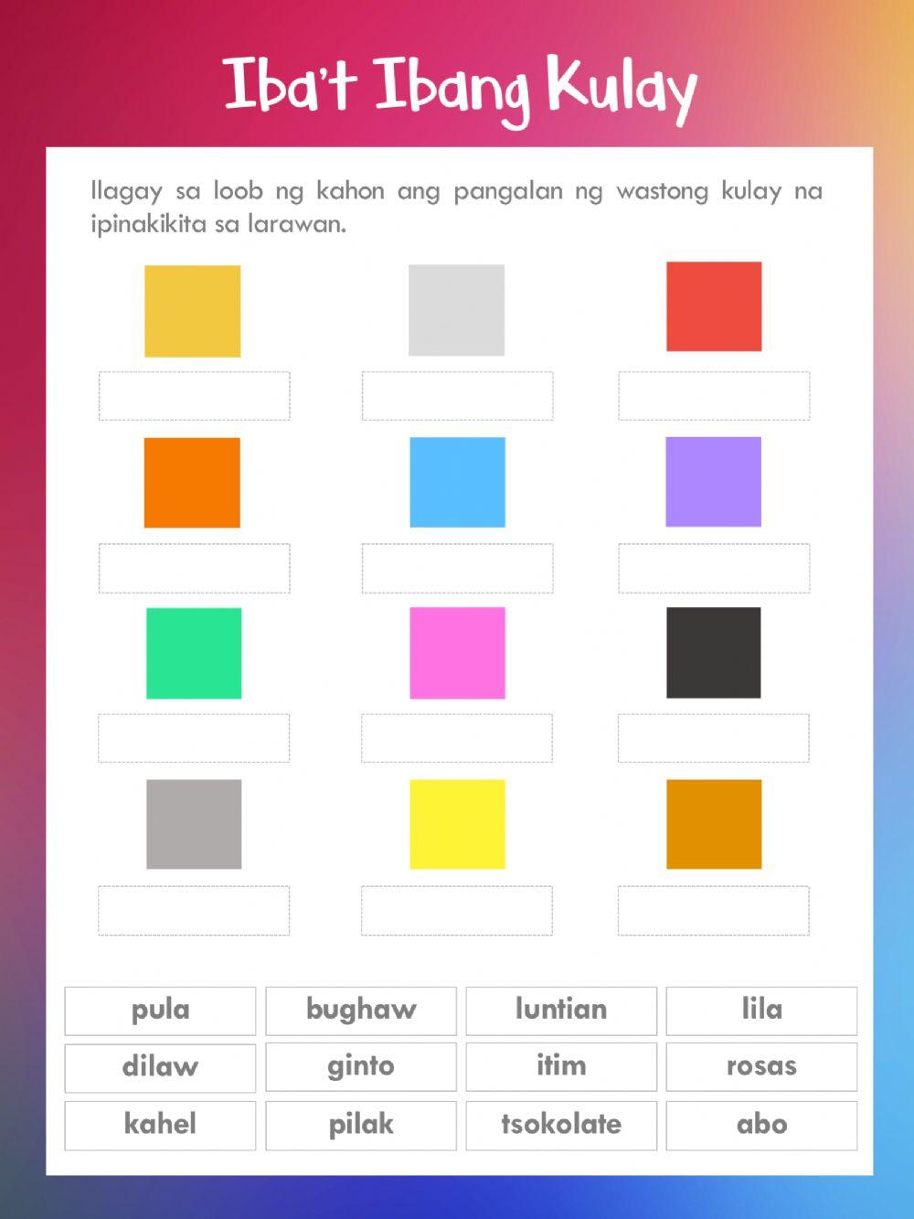 Iba't Ibang Kulay online exercise for | Live Worksheets