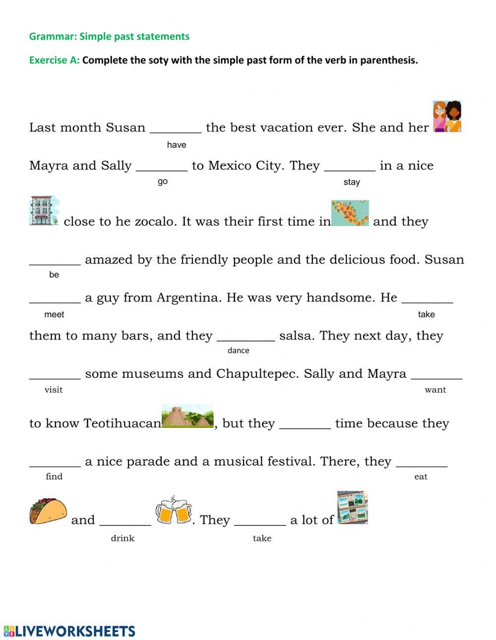 Simple Past online exercise for beginners | Live Worksheets