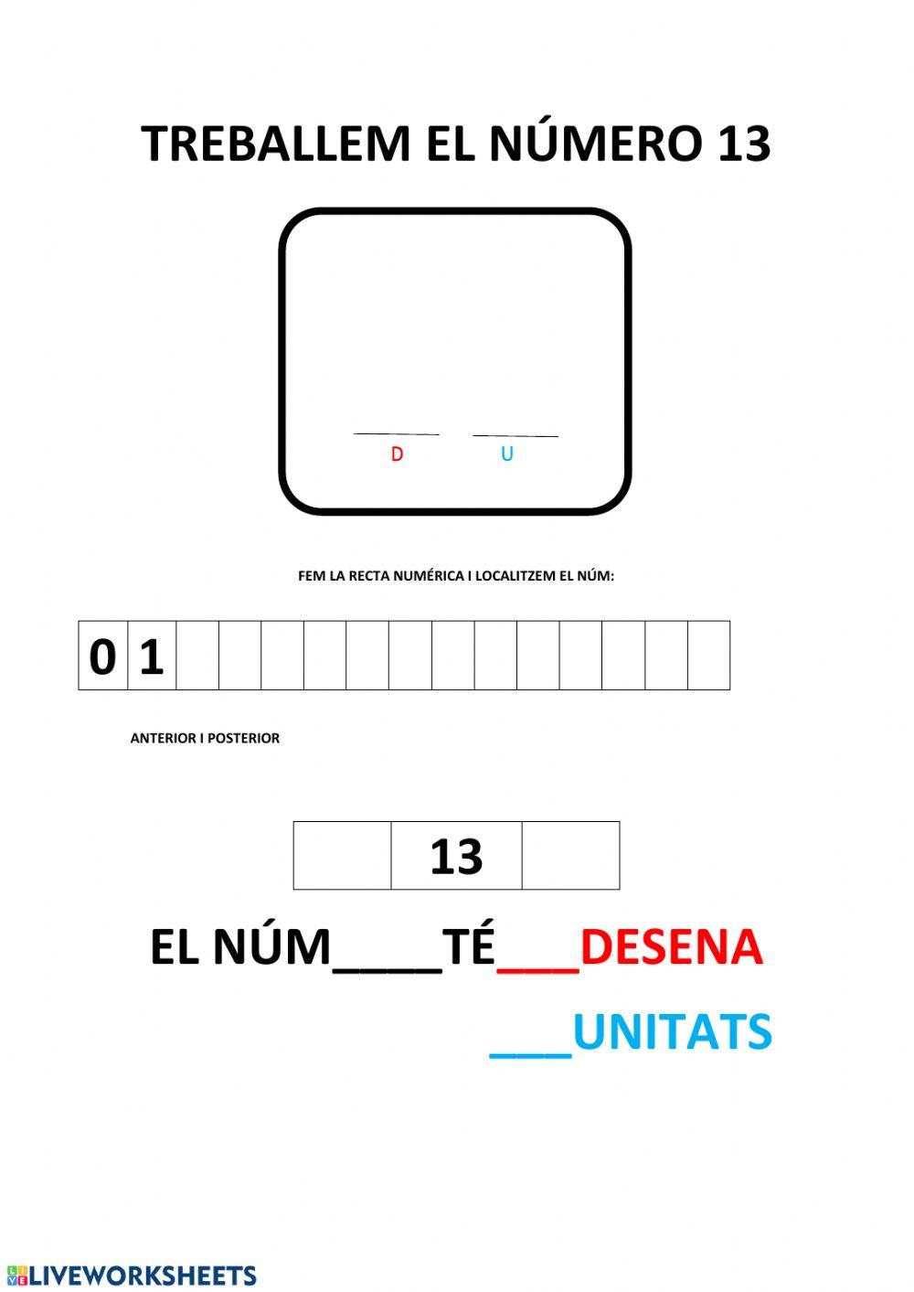 Número 13 interactive worksheet | Live Worksheets
