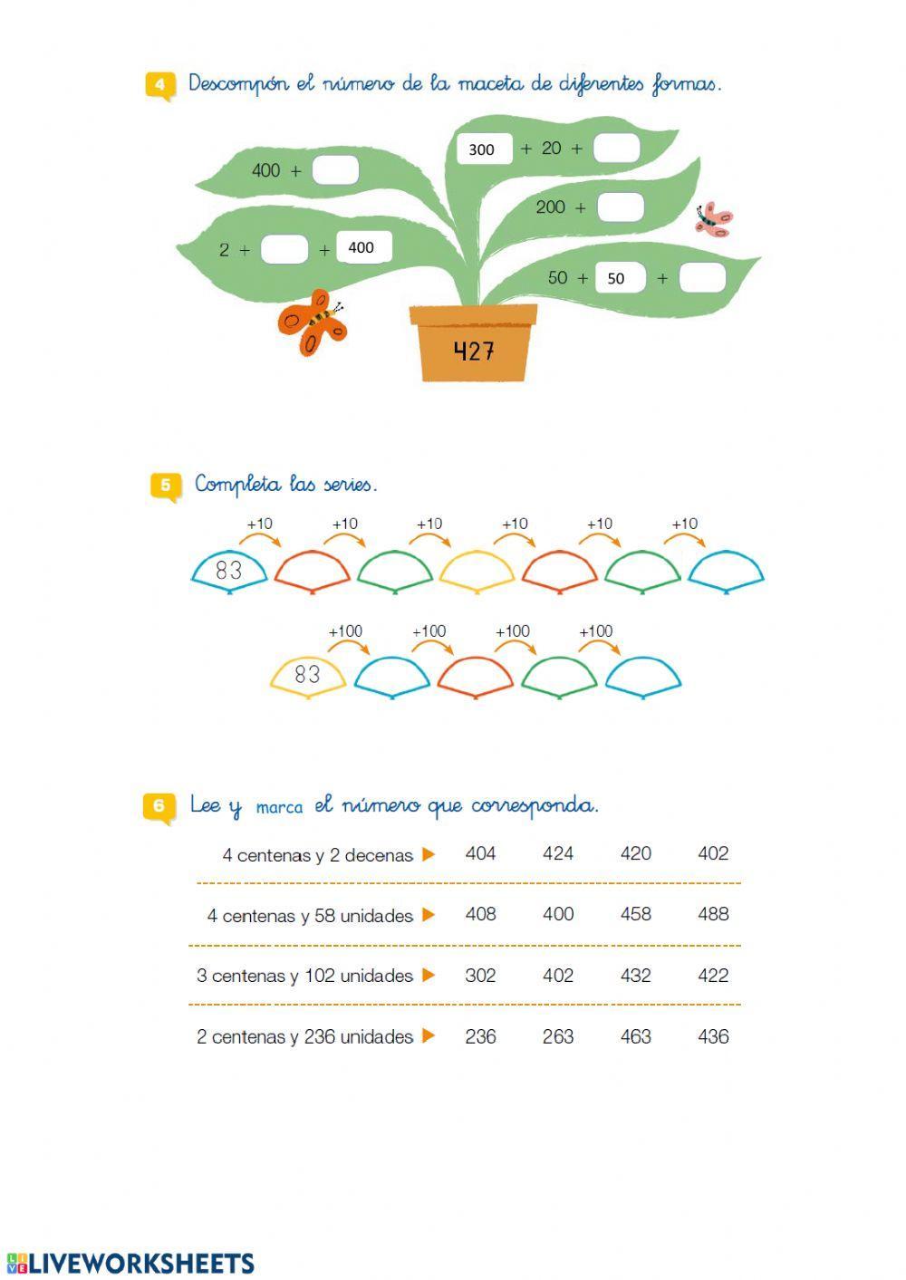 Numeración 400 worksheet | Live Worksheets