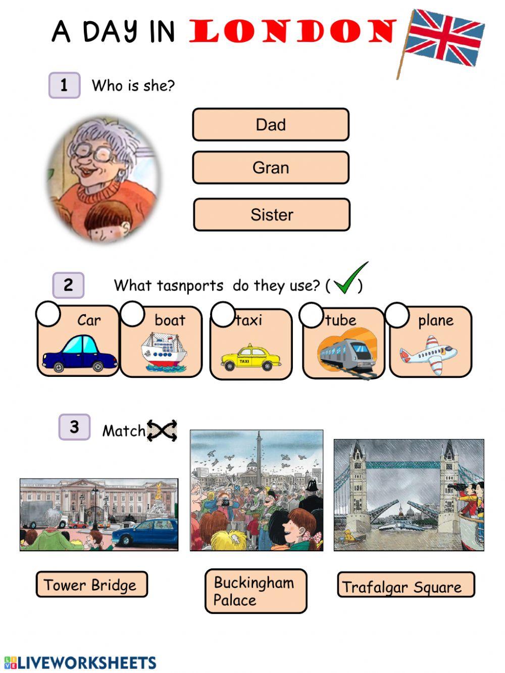 A day in london (storybook) interactive worksheet | Live Worksheets