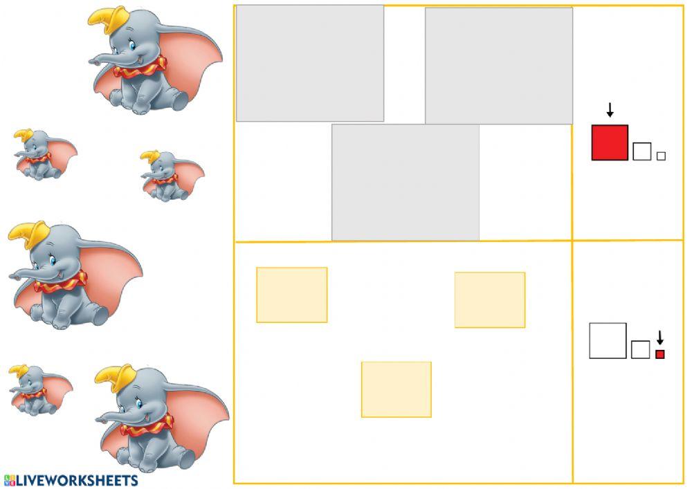 Tamaño Grande - Pequeño Dumbo worksheet | Live Worksheets