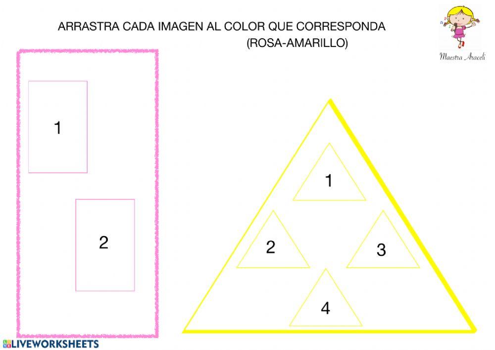 CLASIFICAR COLORES (rosa-amarillo) worksheet | Live Worksheets