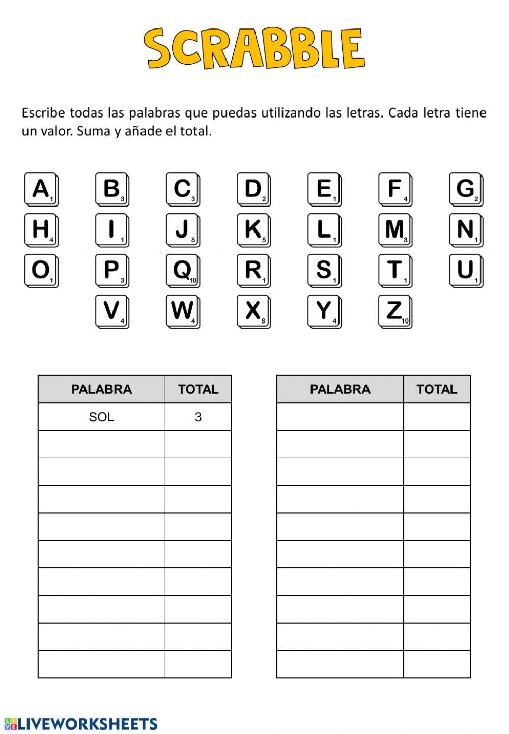 SCRABBLE CASTEL… | Free Interactive Worksheets | 5613026