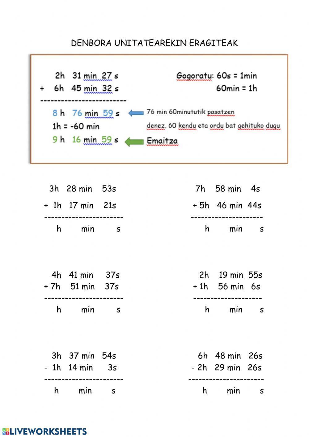 Denbora eragike… | Free Interactive Worksheets | 167925