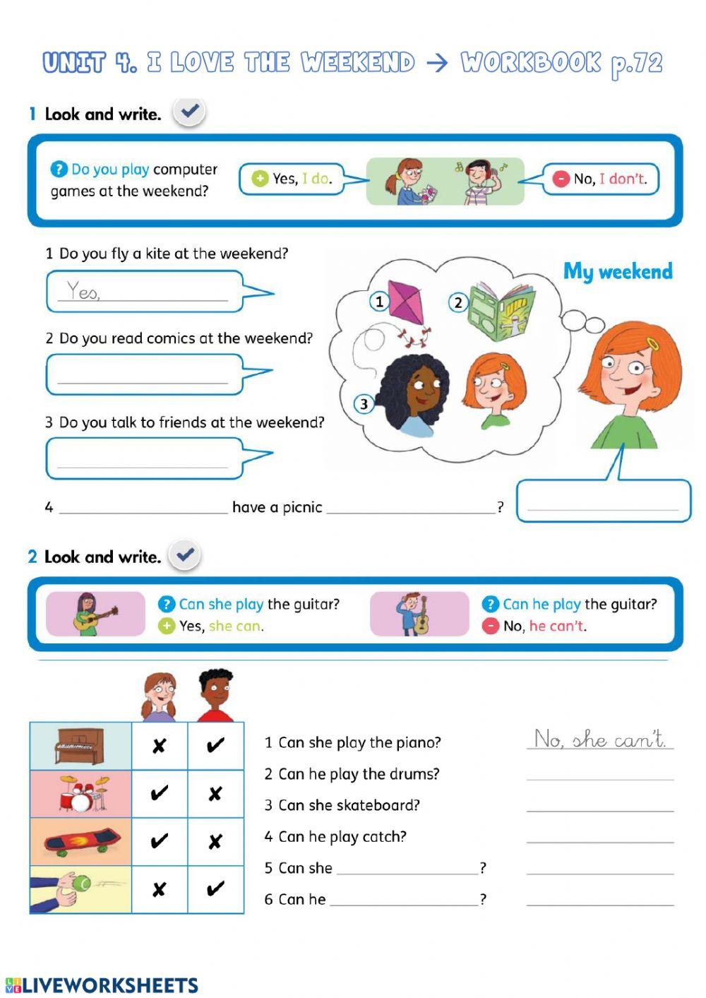Unit 4. workbook p.72 5613382 | Isabel | Live Worksheets
