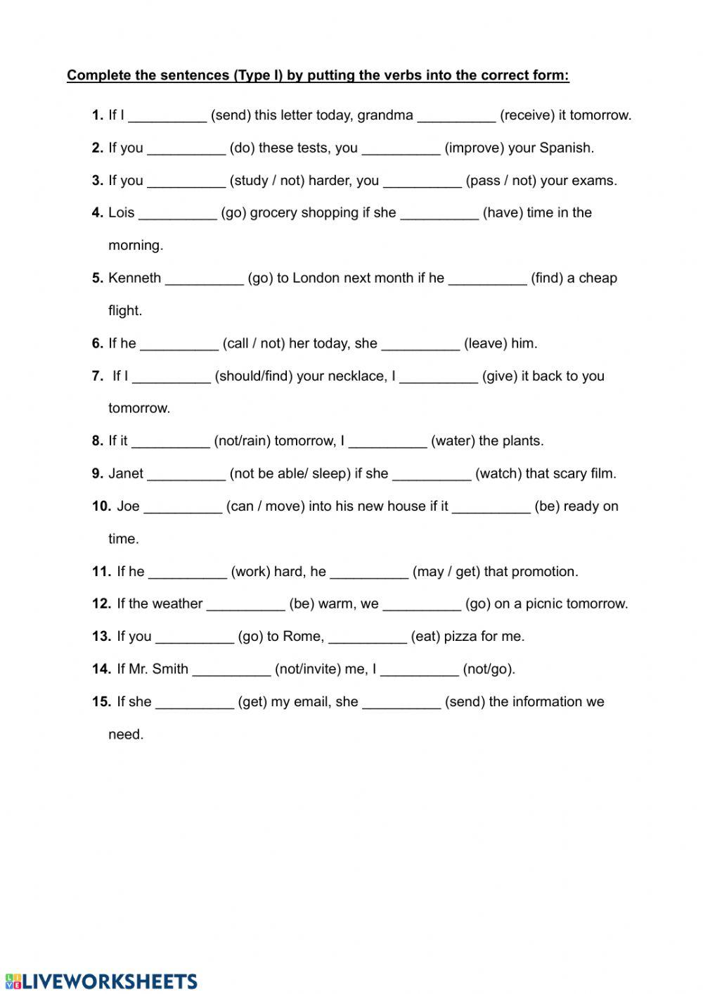 Type 1 Conditional | DuyguTeacher | Live Worksheets