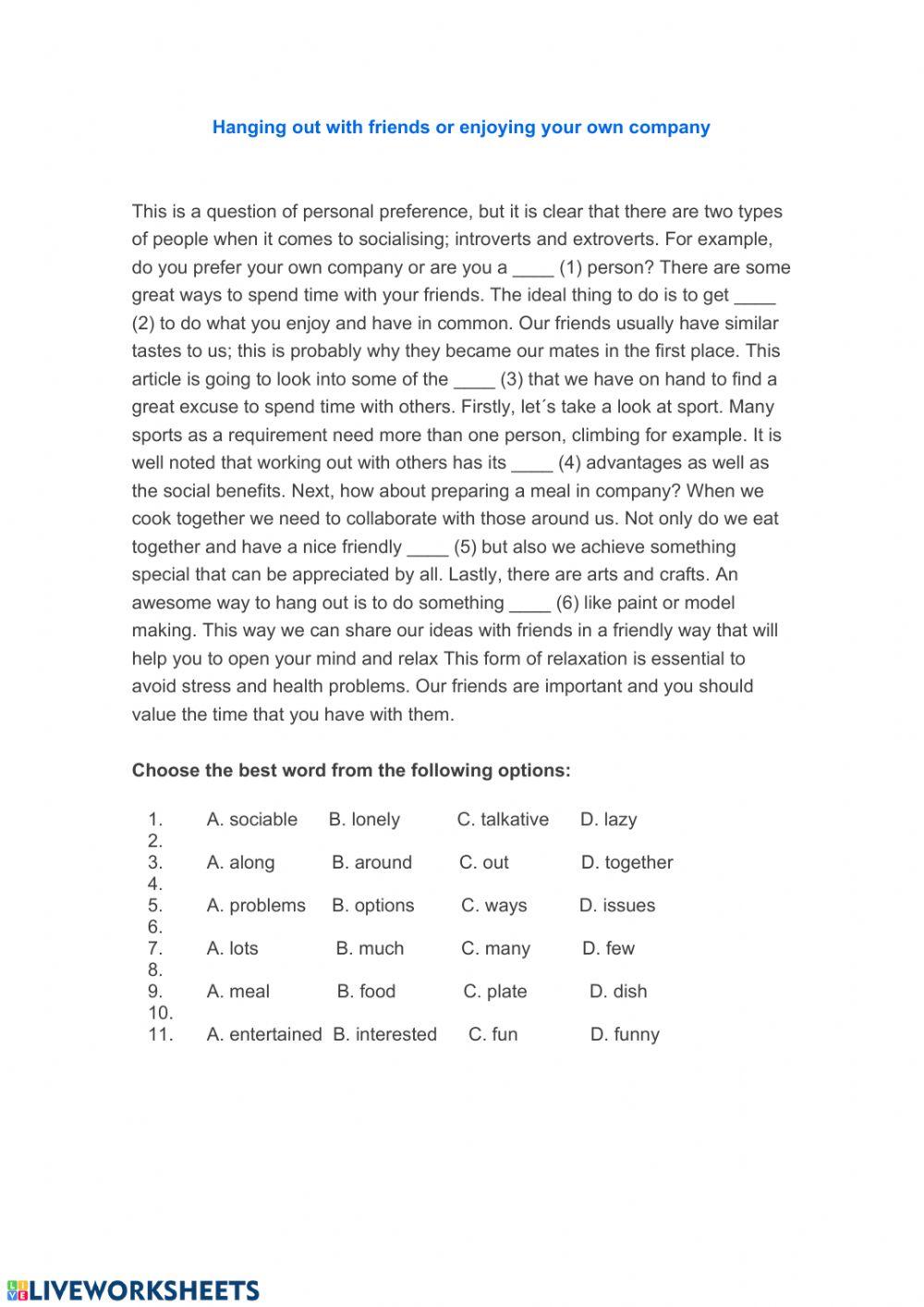 PET reading part 5 168478 | Cristina Castro | Live