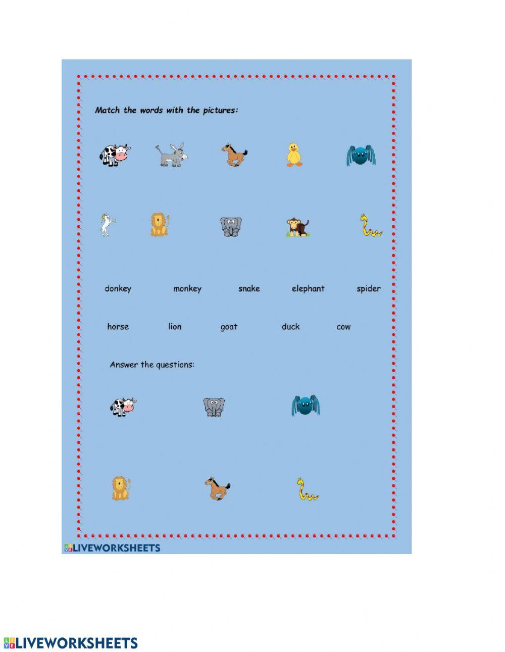 Animals-Unit 10 interactive worksheet | Live Worksheets