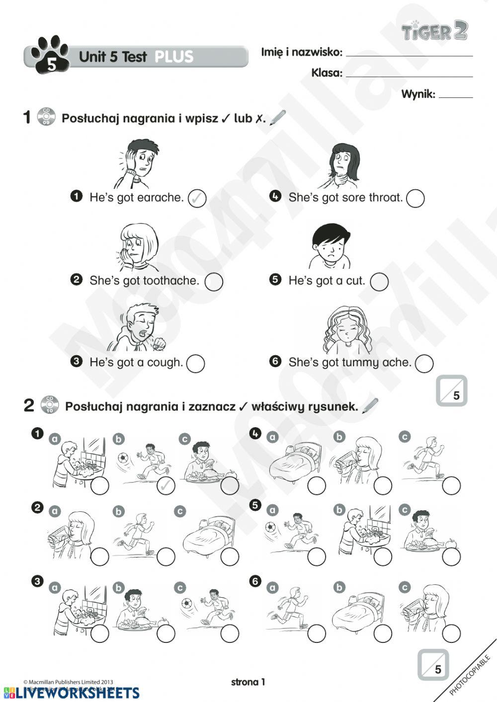 Tiger 2 Unit 5 Test online exercise for | Live Worksheets
