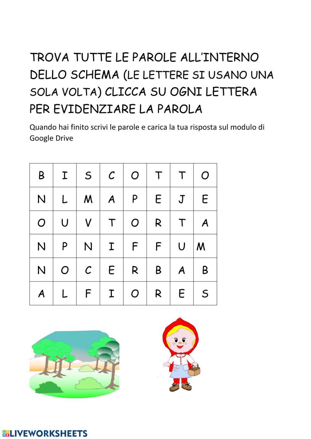 Trova le parole worksheet | Live Worksheets